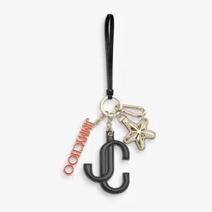 JIMMY CHOO Multi Charm Calf Leather Bag Charm - Black/orange/gold