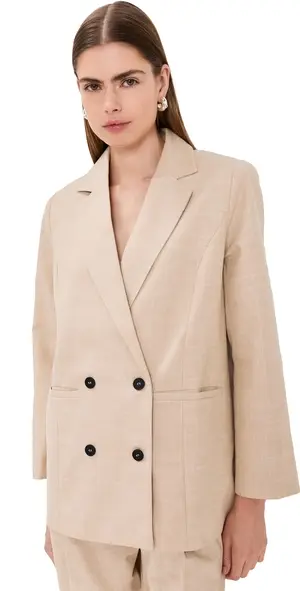 Lioness La Quinta Blazer - Tan Pinstripe