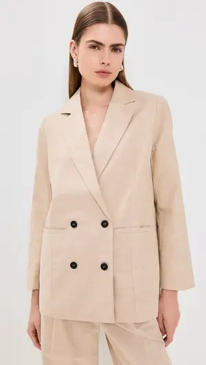 Lioness La Quinta Blazer - Tan Pinstripe