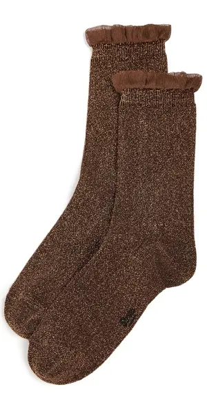 STEMS Stems Soft Ruffle Metallic Socks Copper