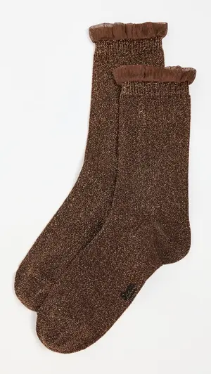 STEMS Soft Ruffle Metallic Socks - Copper
