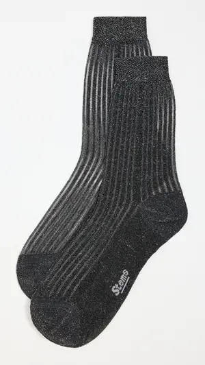 STEMS Fine Ribbed Metallic Crew Socks
