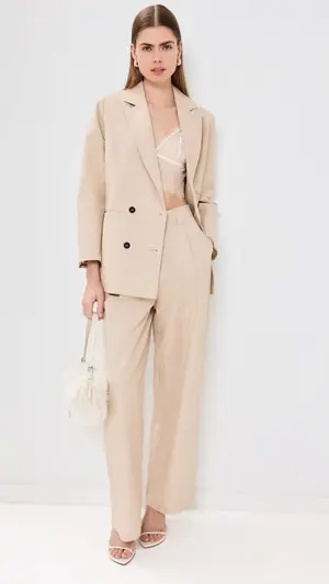Lioness La Quinta Pinstriped Trousers - Tan Pinstripe
