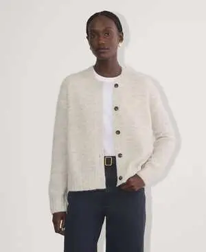 Everlane Crew Cardigan In Alpaca And Nylon - Almond