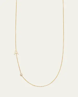 ZOE LEV 14k Asymmetrical Initial And Bezel Diamond Necklace - Gold
