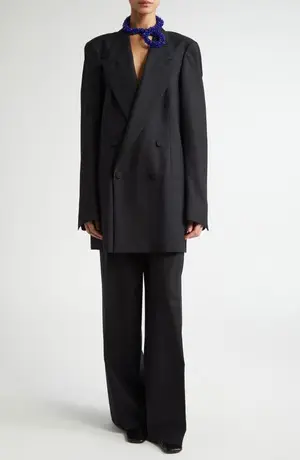 Dries Van Noten Blink Double-breasted Oversized Wool Toile Jacket