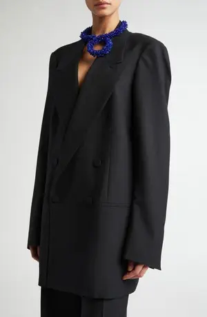 Dries Van Noten Blink Double-breasted Oversized Wool Toile Jacket