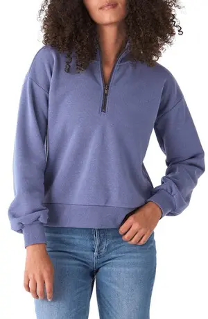 THREADS 4 THOUGHT Constance Triblend Half Zip Pullover Sweatshirt - Zinc