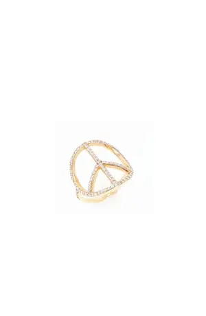 Sheryl Lowe Diamond Peace Sign Ring - 14kt Yellow Gold