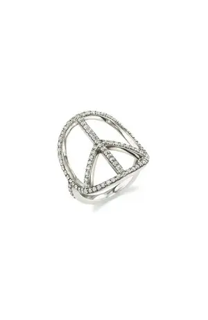 Sheryl Lowe Sheryl Lowe Diamond Peace Sign Ring Sterling Silver
