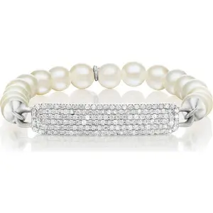 Sheryl Lowe Diamond And Pearl Beaded Bracelet - Pearl / Sterling Silver