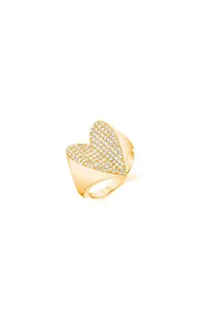 Sheryl Lowe Diamond Heart Ring - 14kt Yellow Gold