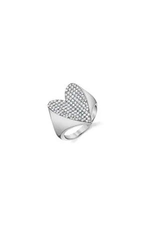 Sheryl Lowe Diamond Heart Ring - Sterling Silver