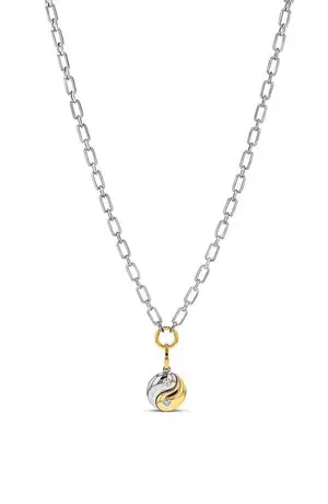 Sheryl Lowe Two Tone Diamond Bezel Yin Yang Pendant Necklace - Silver /gold