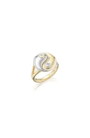 Sheryl Lowe Two Tone Yin Yang Diamond Ring - Silver /gold