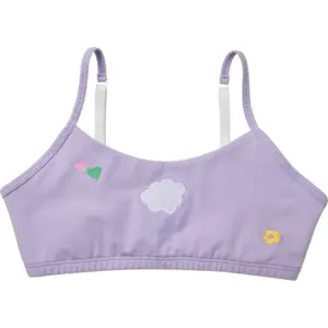 YELLOWBERRY Sunshine Embroidered Cotton Bra Lavender