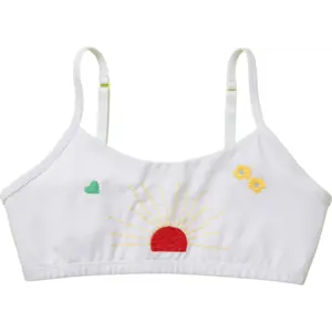 YELLOWBERRY Sunshine Embroidered Cotton Bra - White Marshmallow