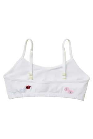 YELLOWBERRY Sunshine Embroidered Cotton Bra - White Marshmallow