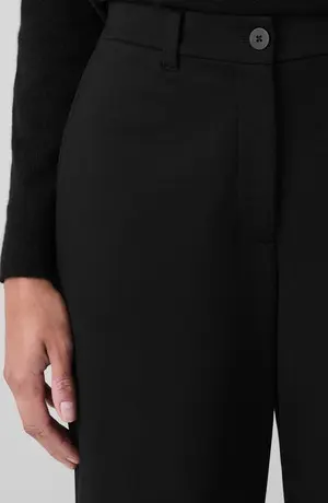 Eileen Fisher Washable Flex Ponte Wide Leg Pants - Black