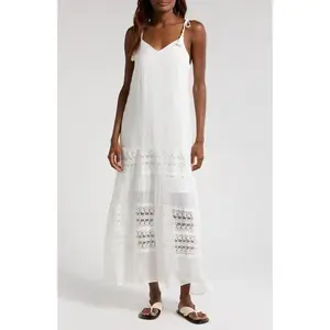 Elan Lace Tie Strap Cover-up Maxi Dress - White