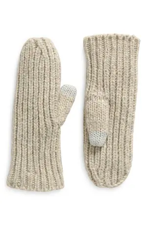 UGG Metallic Chunky Rib Mittens - Light Grey