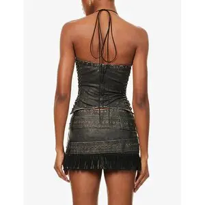 odile black faux leather lace up mini dress Odile Black Faux Leather Lace Up Mini Dress | Jaded London