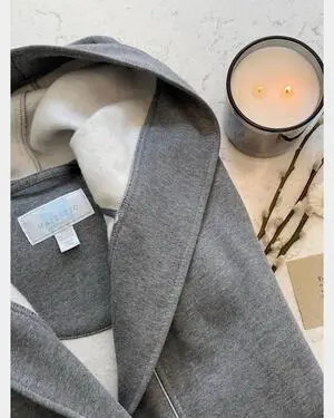 Majestic International Apos;s Montauk Hooded Fleece Robe - Grey