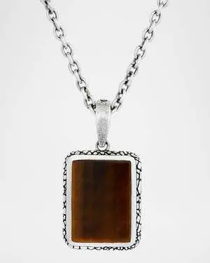 John Varvatos Snakeskin Sterling Silver Pendant Necklace - Tiger's Eye