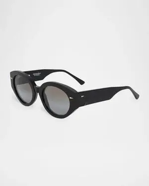 AHLEM Art Deco Round Sunglasses - Black