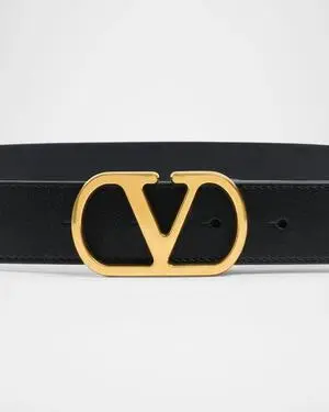 Valentino Garavani VLOGO Signature Leather Belt 30mm Nero