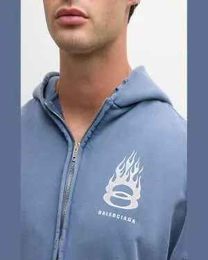Balenciaga Burning Unity Logo Zip Hoodie