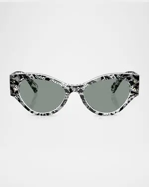 Dolce & Gabbana Butterfly Sunglasses With Lace Motif Black Lace