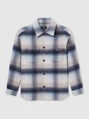 REISS Kinkade Brushed Wool-blend Check Overshirt - Blue Multi