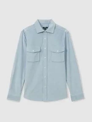 REISS Tucci Cotton-blend Corduroy Overshirt - Soft Blue
