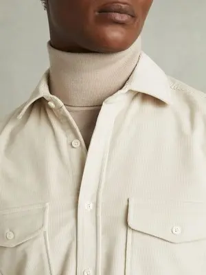 REISS Tucci Cotton-blend Corduroy Overshirt - Stone