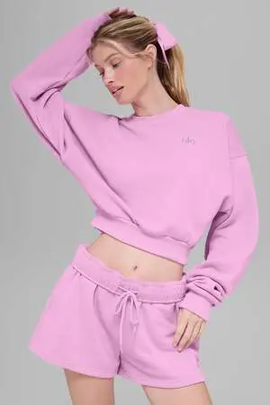 Alo Yoga Cropped Crewneck Top - Candy Heart Pink