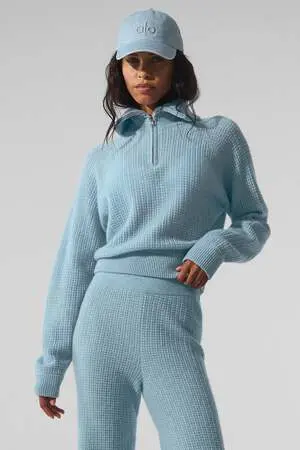 Cashmere Plush Waffle Quarter-Zip Pullovers