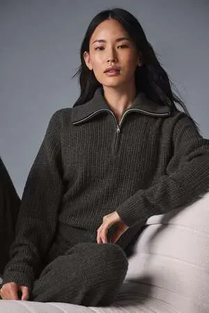 Cashmere Plush Waffle Quarter-Zip Pullovers