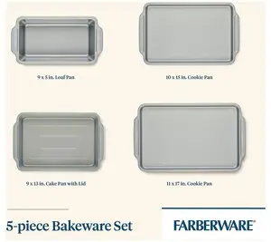 FARBERWARE 5pc Nonstick Bakeware Set With Cover Ed Cake Pan