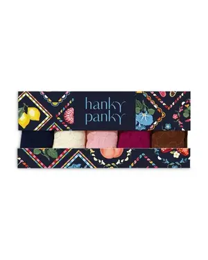 Hanky Panky Signature Lace Low Rise Thongs, Set Of 5 - Marshmallow Patchwork Box