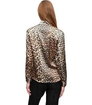 GANNI Animal Print Satin Shirt