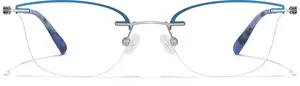 Zenni Cat Eye Rimless Eyeglasses With Stainless Steel Frame - Blue