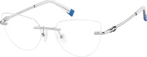 Zenni Cat Eye Rimless Eyeglasses With Stainless Steel Frame Silver