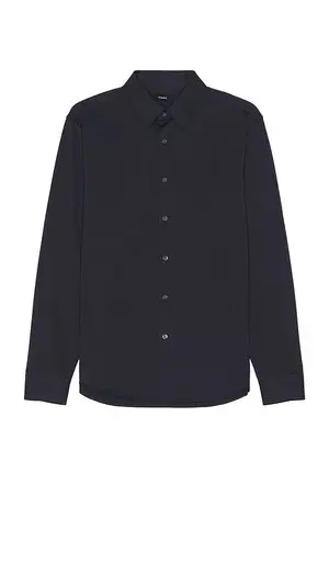 Theory Sylvain Structure Knit Shirt In Navy