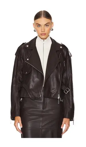 CAMILA COELHO Ambrosia Leather Moto Jacket