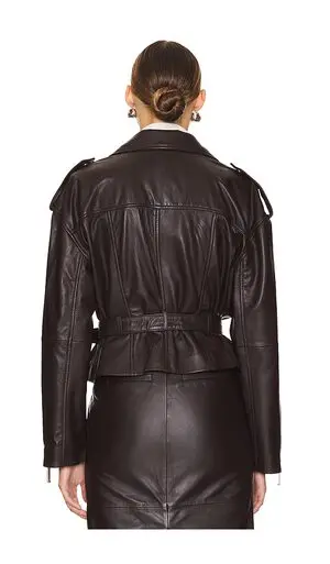 CAMILA COELHO Ambrosia Leather Moto Jacket