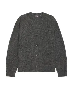 WAO Solid Brushed Cardigan - Charcoal