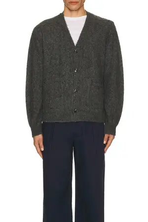 WAO Solid Brushed Cardigan - Charcoal