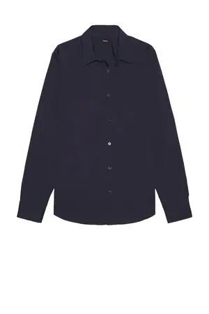 Theory Sylvain Wealth Shirt In Navy - Eclipse