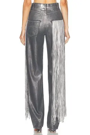 AREA Metallic Fringe Straight Leg Pant